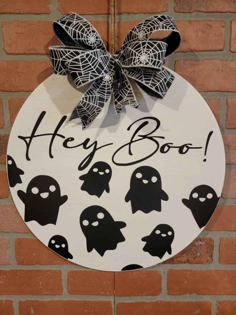 Halloween Ghost Wood Round Door Hanger. Door Decor. Fall - Etsy