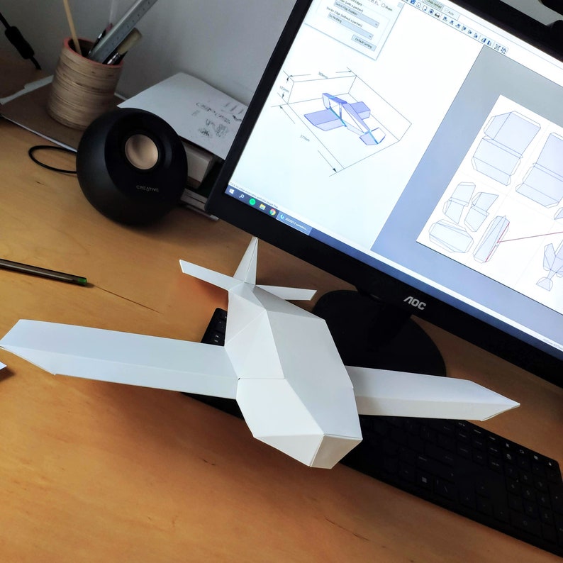 Low Poly Paper Airplane Model Template, 3D Papercraft (PDF & SVG) DIY Project, Crafting Gift - Etsy