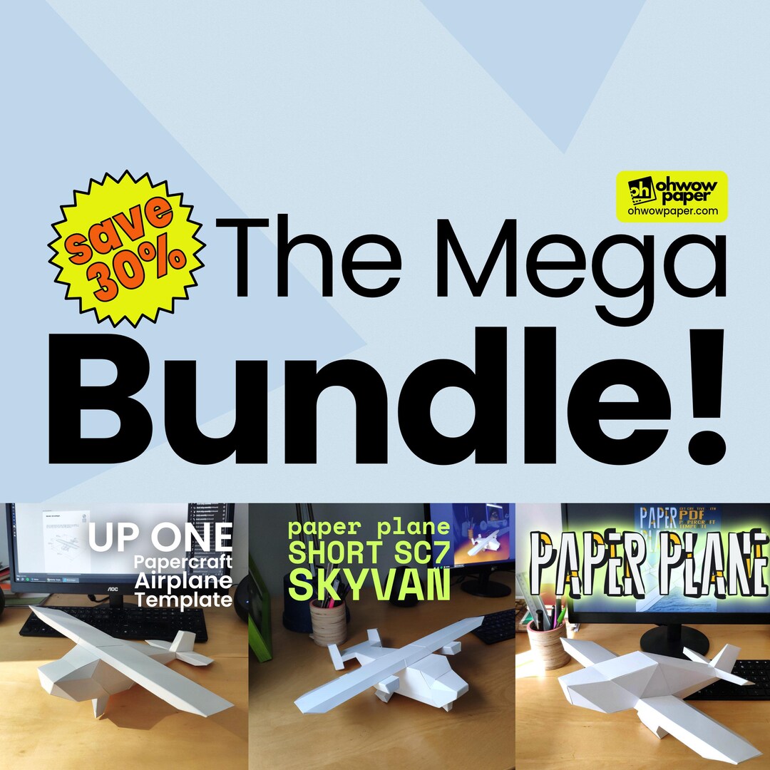 Paper Airplane Papercraft Templates Mega BUNDLE!!! Build Low Poly, 3d ...
