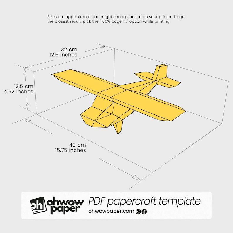 Paper Airplane Template, Papercraft Model (PDF, SVG) DIY Project ...