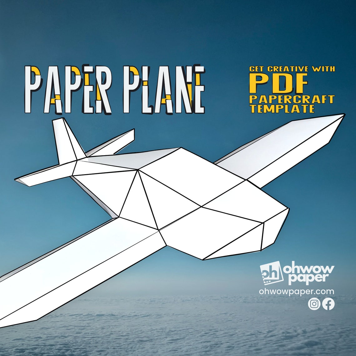 Paper Airplane Model. Papercraft Cut Out Template to Build Low Poly, 3d ...