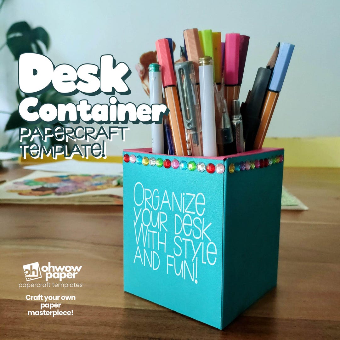 Desk Container Easy Papercraft Template Instant Download PDF SVG Paper ...