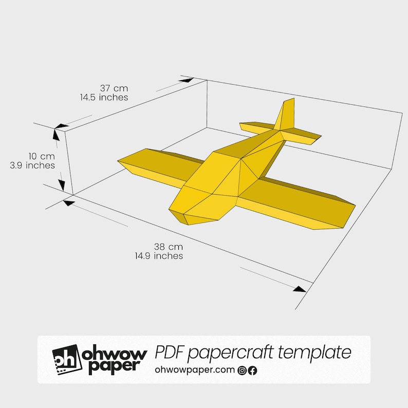 Papercraft Airplane. PDF Template to Build Low Poly, 3d, Paper Plane Model. PDF and SVG for ...