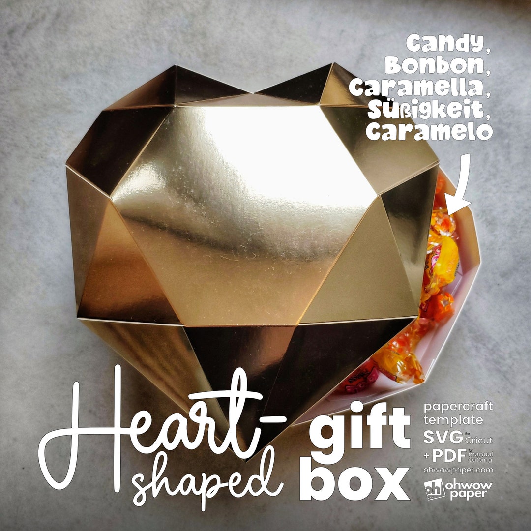 Paper Heart Box - Papercraft Cut Out Template. MEDIUM Size. Template in ...