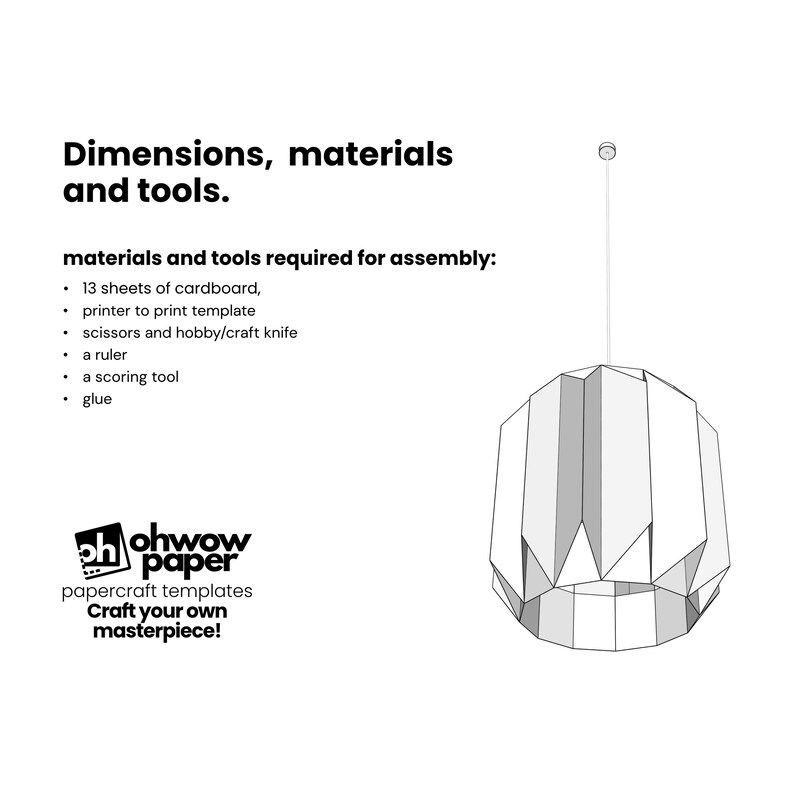 Paper Lampshade. Papercraft Template to Print, in PDF and SVG Download ...