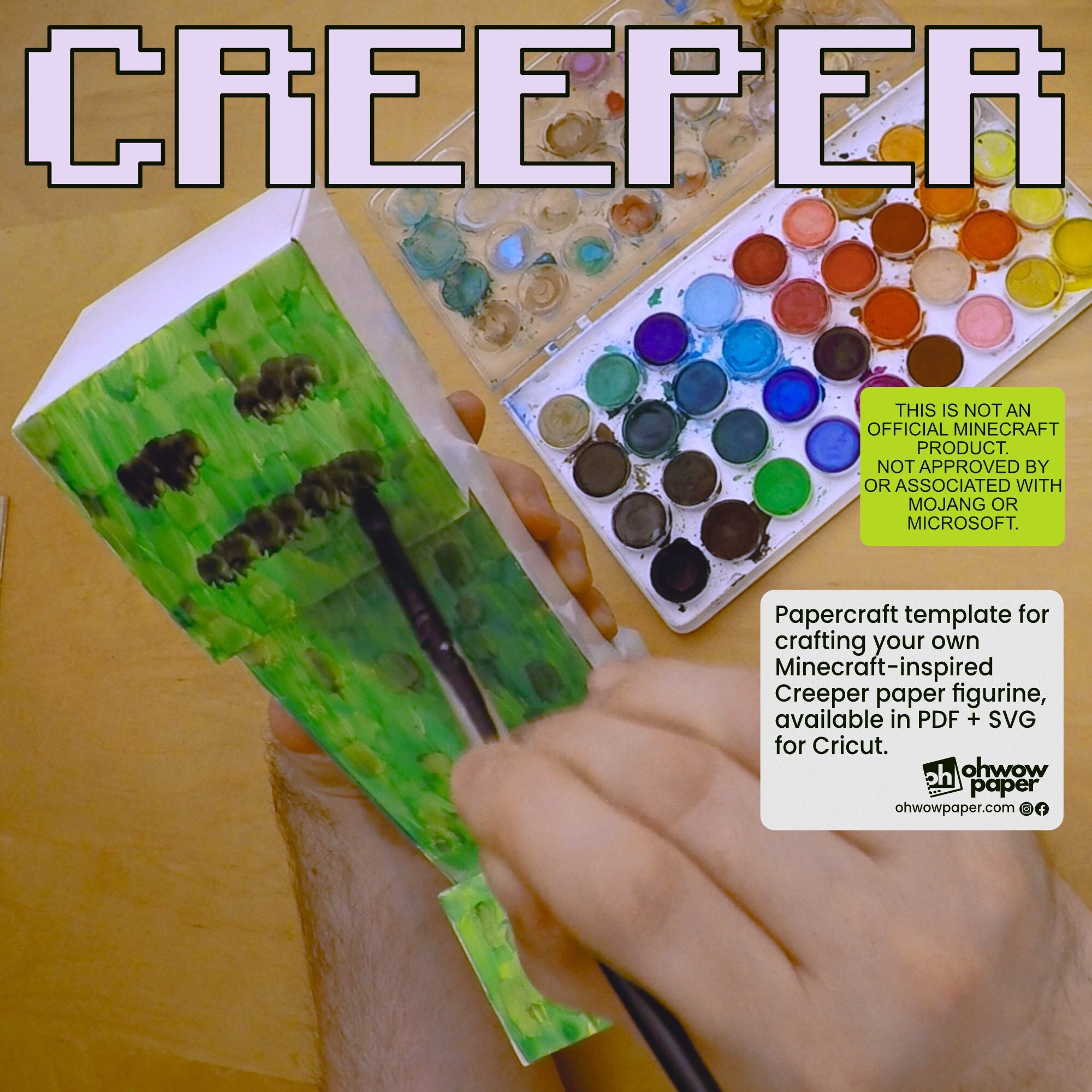 Creeper Paper Model. Minecraft Creeper Papercraft Template PDF + SVG ...