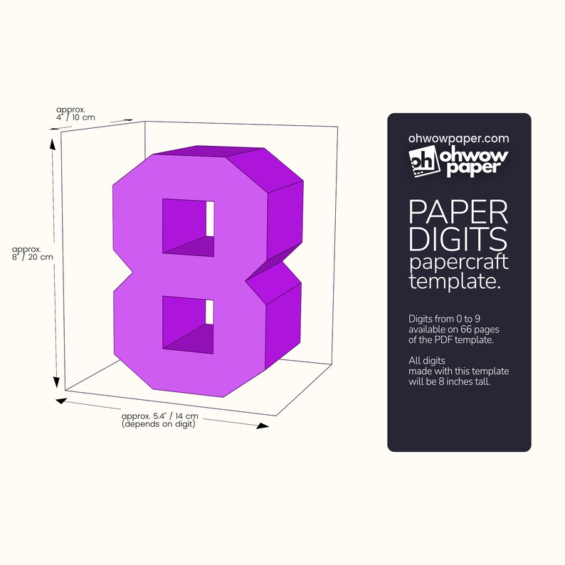 Paper Numbers, Digits Papercraft Template. Party Decor Paper Digits in ...