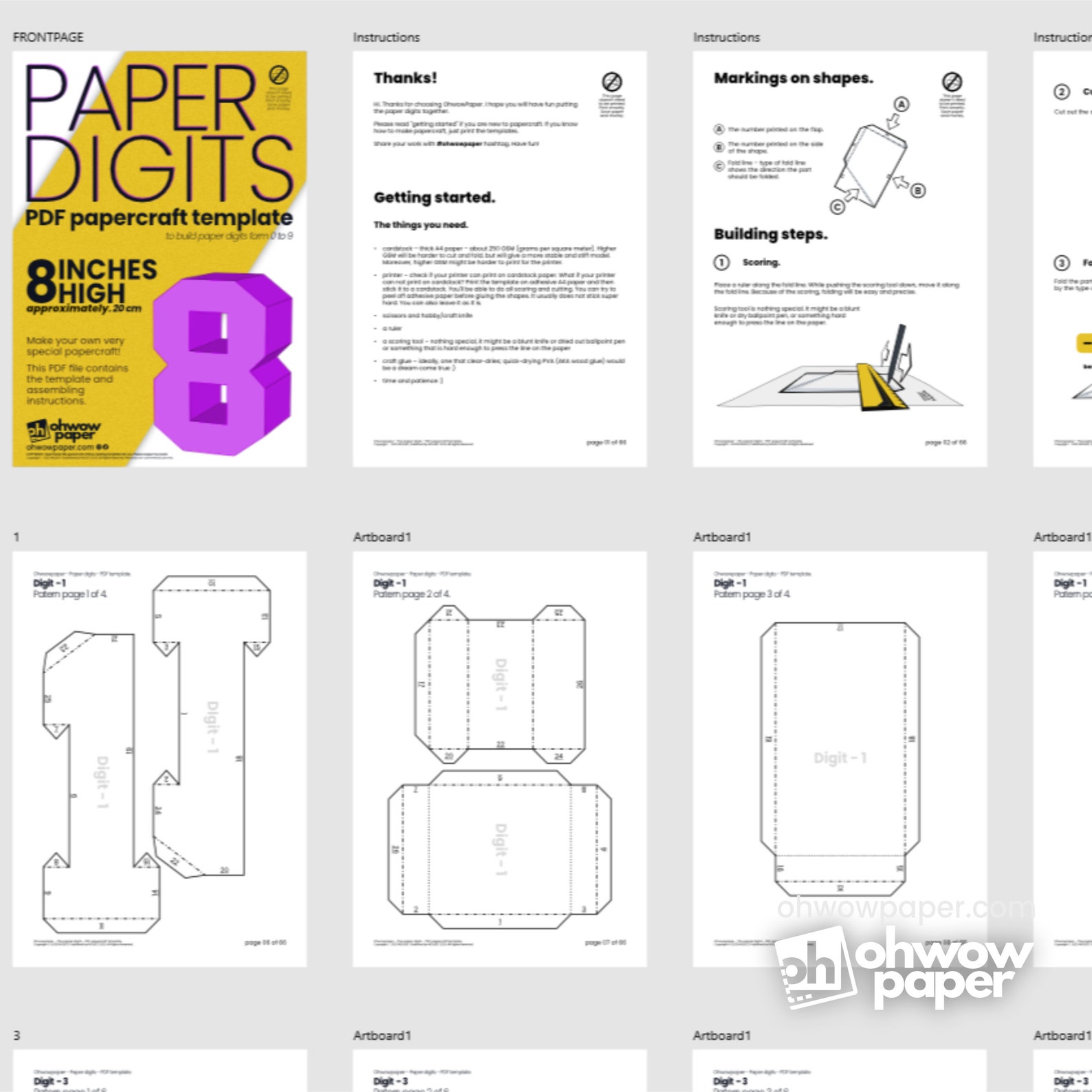 Paper Numbers, Digits Papercraft Template. Party Decor Paper Digits in ...