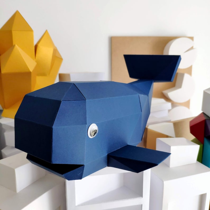 Paper Whale Template – Papercraft (PDF + SVG) DIY Project, Crafting ...