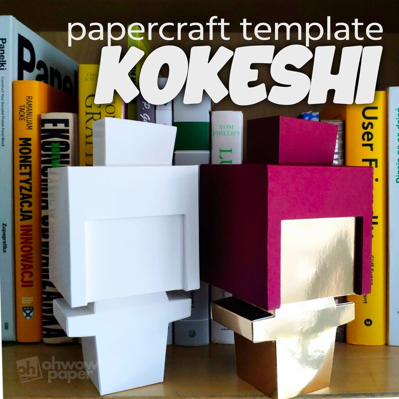 Kokeshi Papercraft Template. Make a Low Poly 3D Paper Model of a ...
