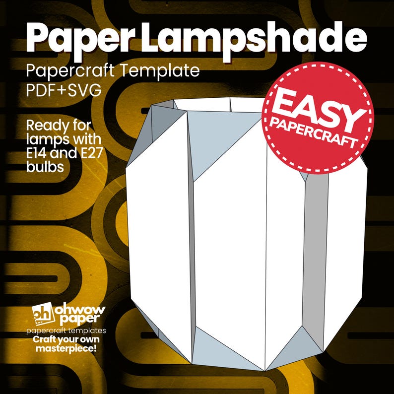 Paper Lamp Template – Papercraft Lampshade Modern Home Decor (PDF & SVG ...