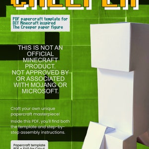 Creeper Paper Model. Minecraft Creeper Papercraft Template PDF + SVG ...