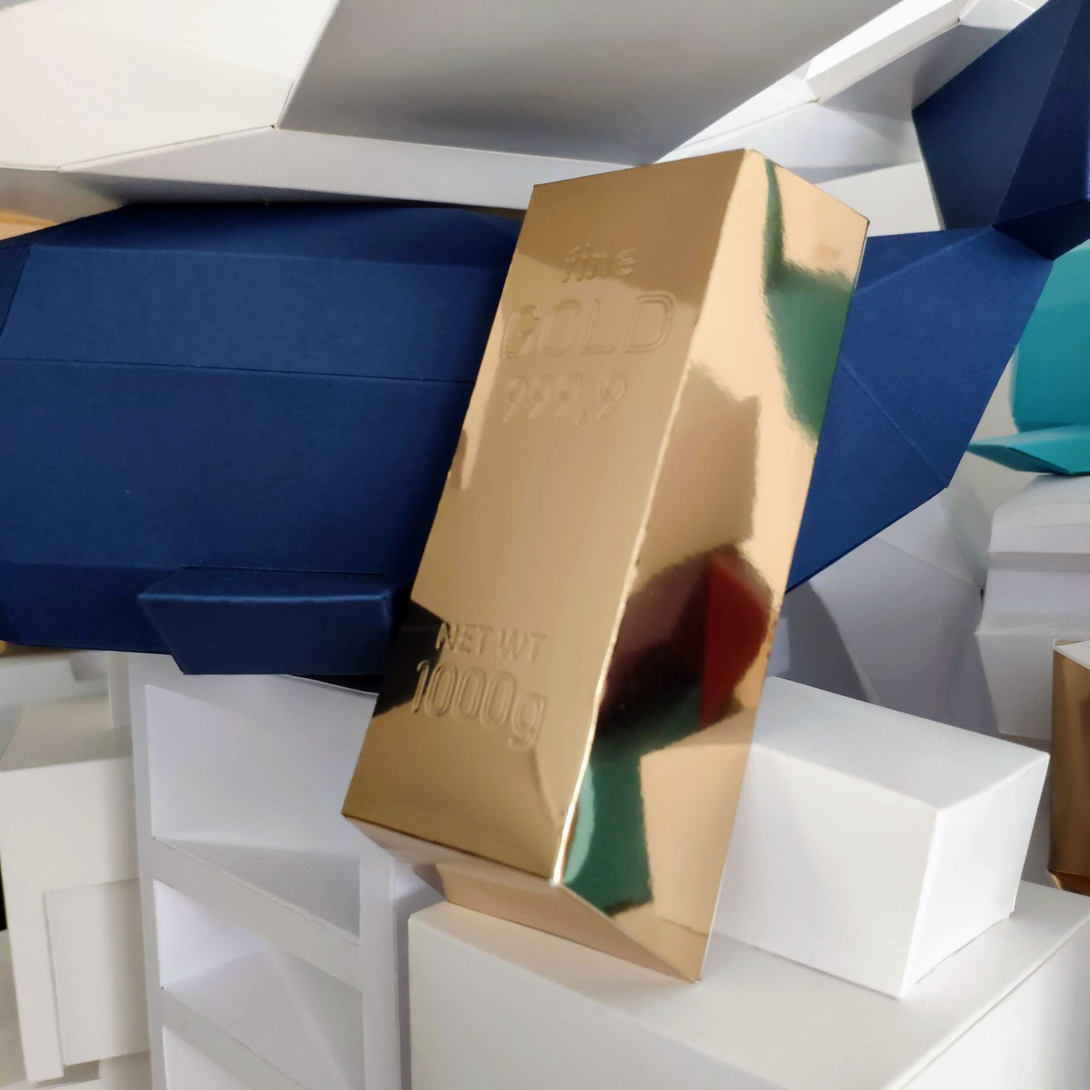 Gold Bar Papercraft Template. Papercraft Gold : Perfect Gift Box ...