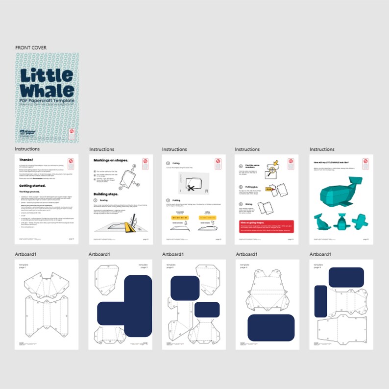 Paper Whale Template – Papercraft (PDF + SVG) DIY Project, Crafting ...