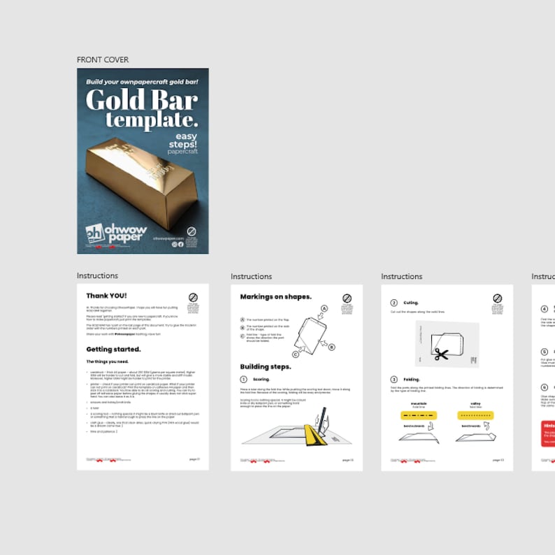 Gold Bar Papercraft Template. Paper Gold! :) Create a Realistic-looking ...