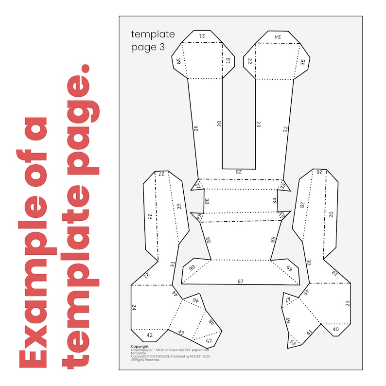 Moai Papercraft Template. Build 3d Low Poly Moai Paper Sculpture. Put ...