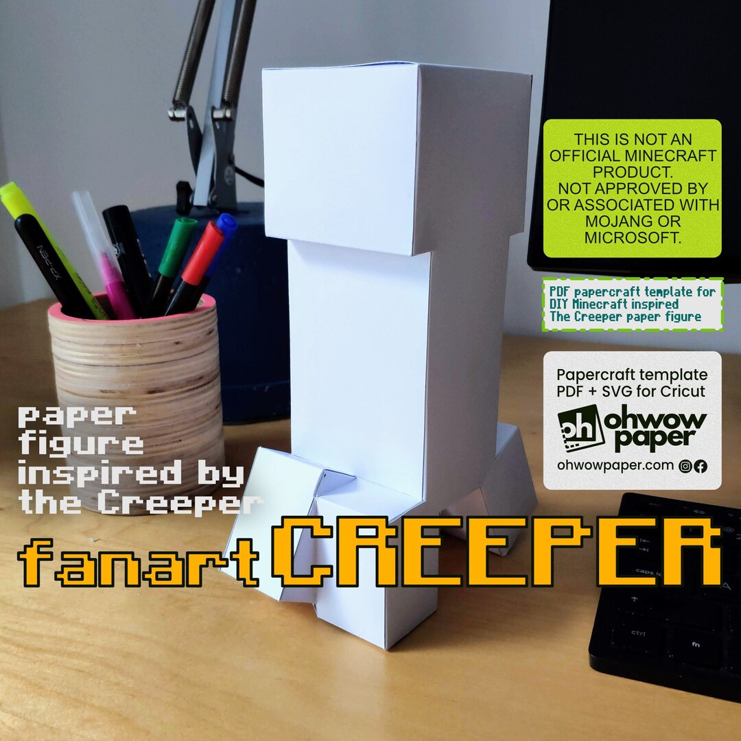 Creeper Paper Model. Minecraft Creeper Papercraft Template PDF + SVG ...