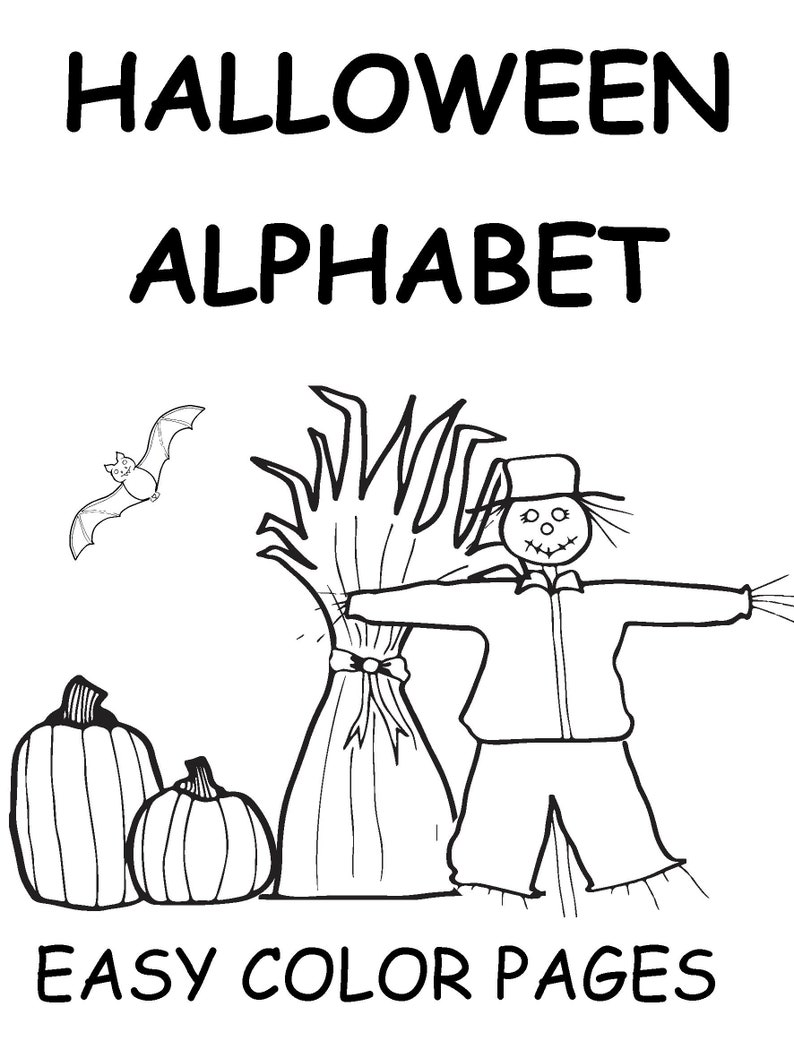 Easy Halloween ABC Coloring Pages for Younger Children - Etsy