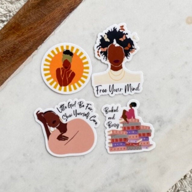 Black Girl Sticker Bundle Sticker 4 Pack Waterproof Vinyl - Etsy