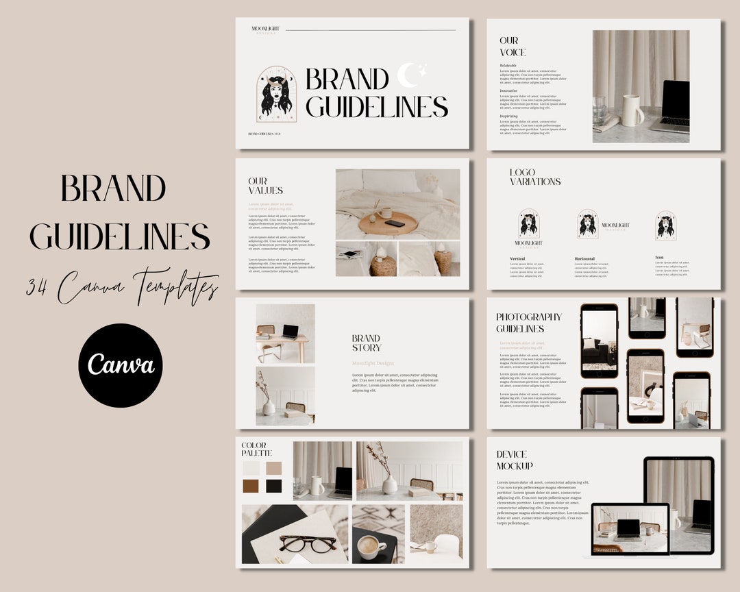 Brand Guidelines, Brand Style Guide, Brand Board, Editable in Canva ...