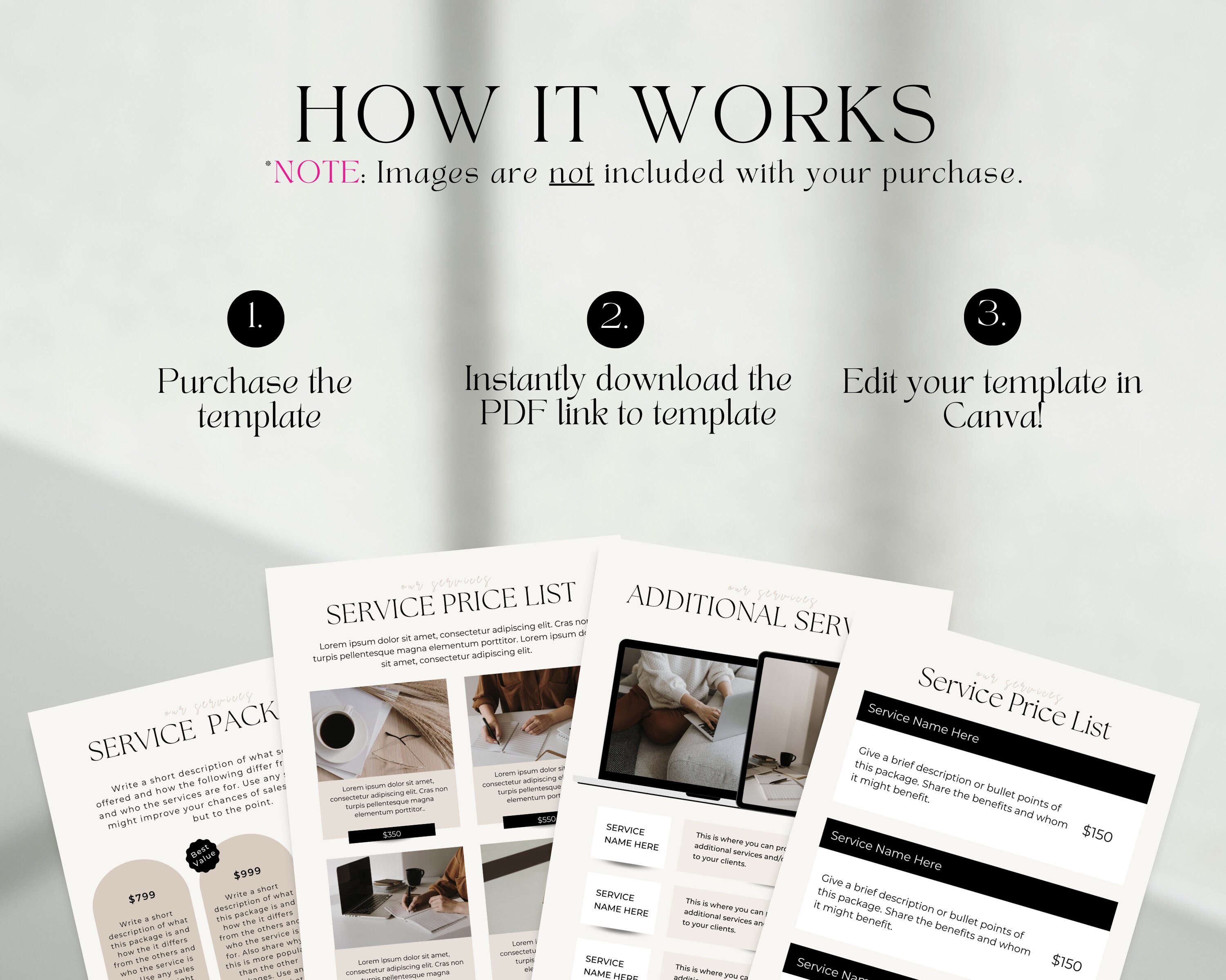 Editable Services Pricing Guide Template, Canva (A4) - Etsy