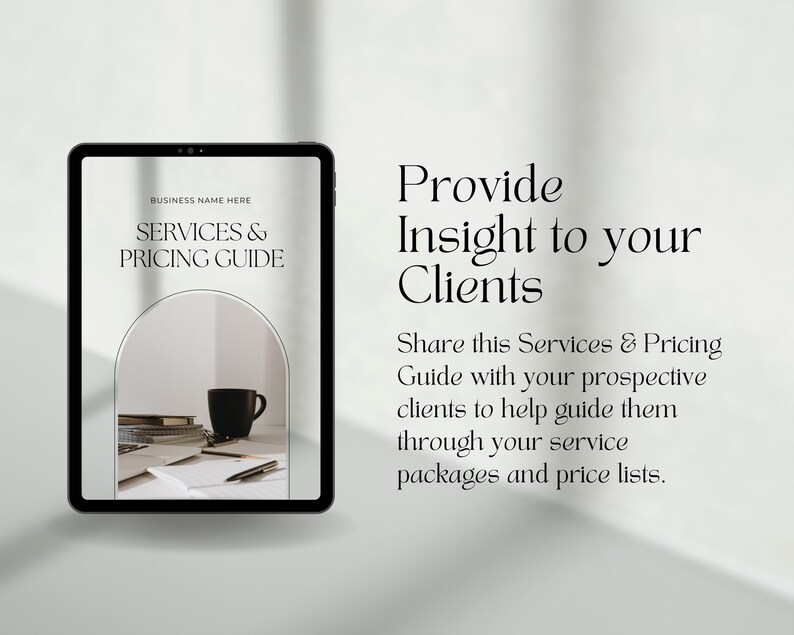 Editable Services Pricing Guide Template, Canva (A4) - Etsy