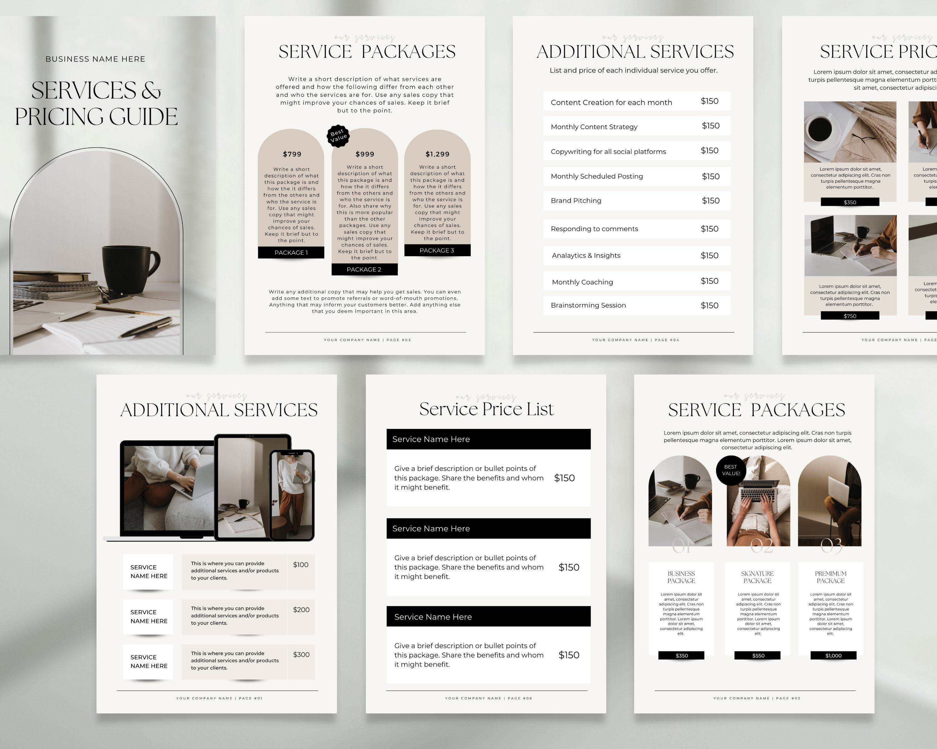 Editable Services Pricing Guide Template, Canva (A4) - Etsy