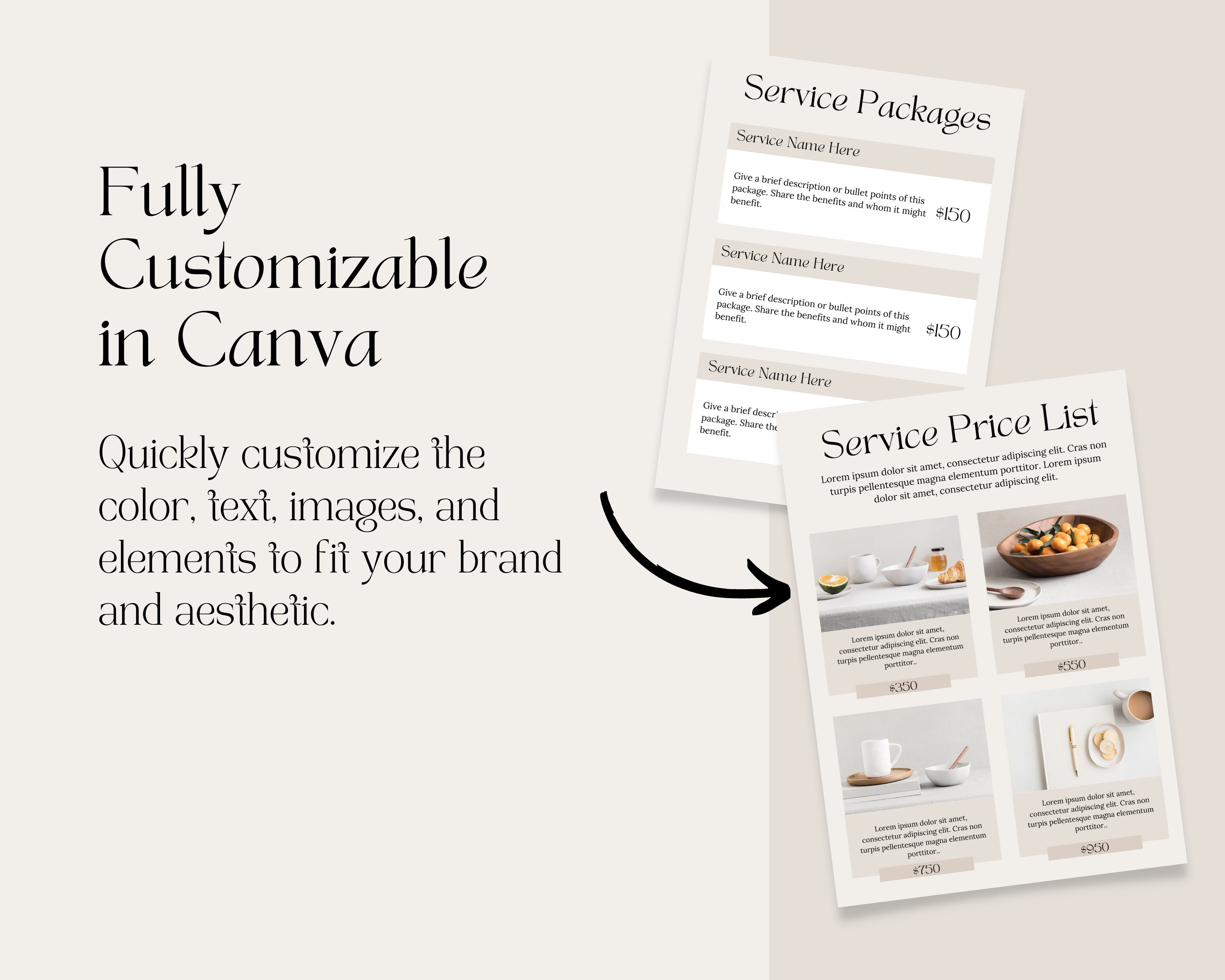 Services and Pricing Guide Template, Editable Canva Template for ...