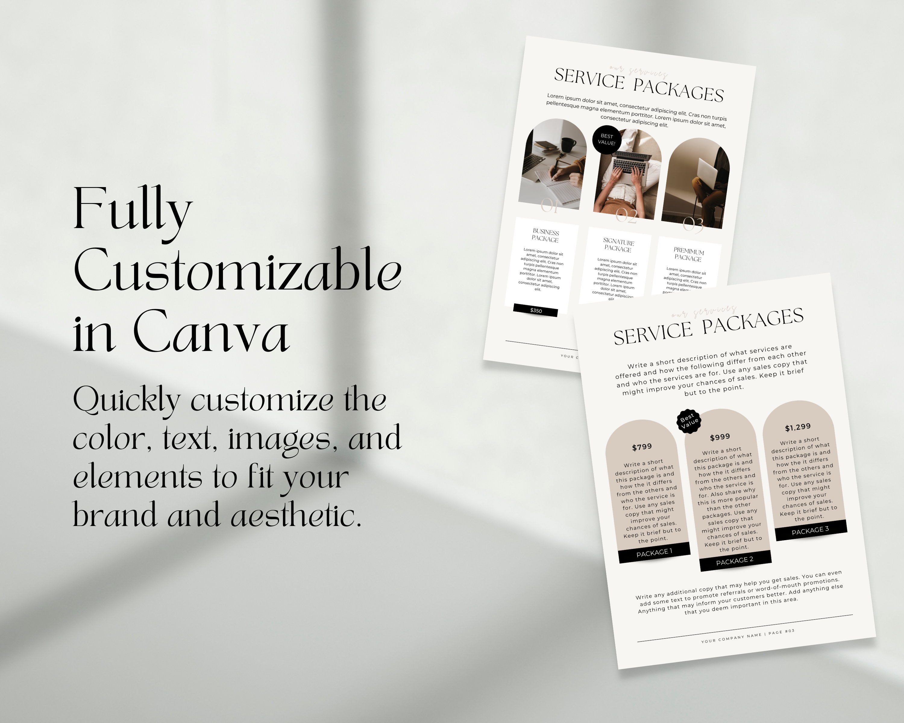 Editable Services Pricing Guide Template, Canva (A4) - Etsy