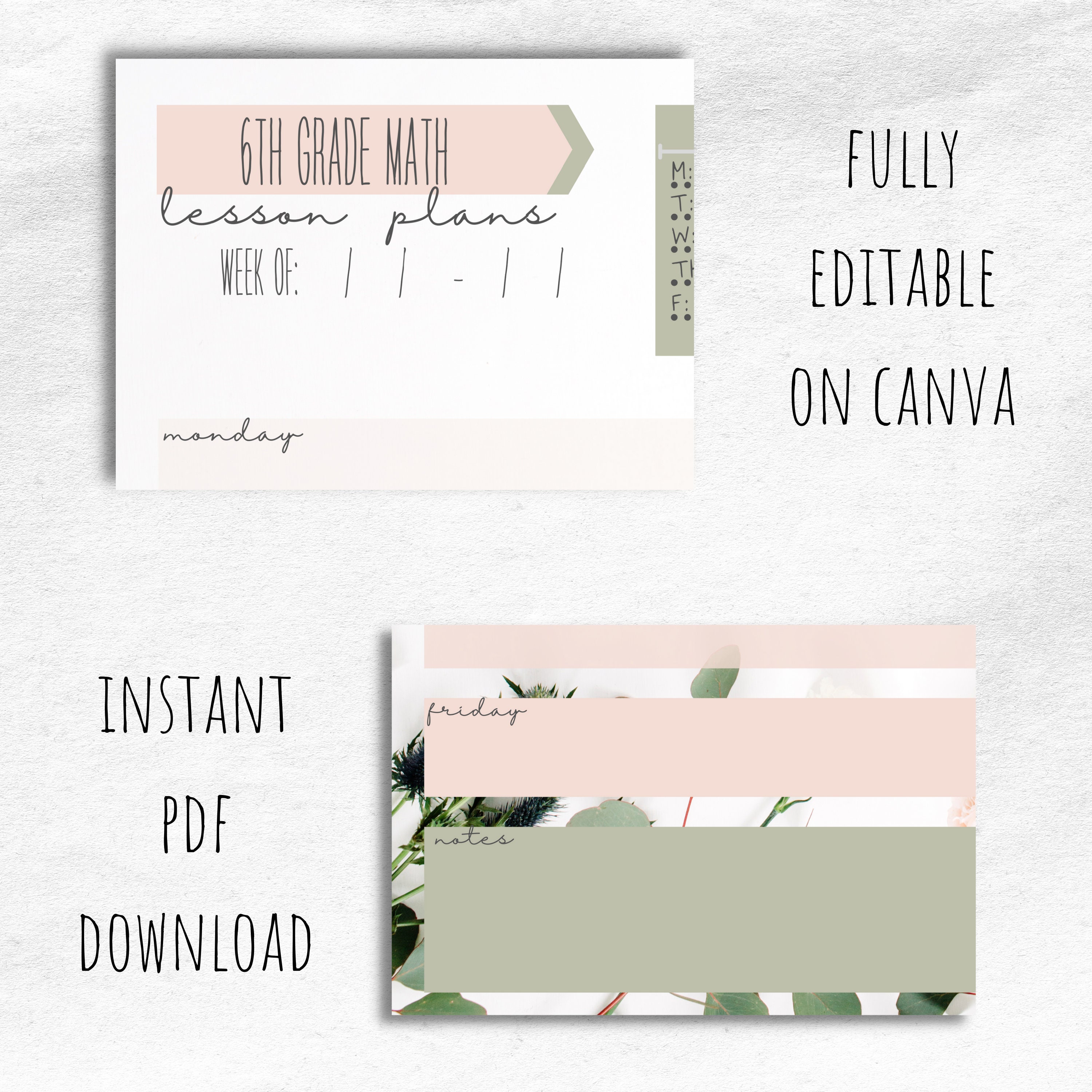 Editable and Printable Weekly Lesson Planner Canva Template for ...