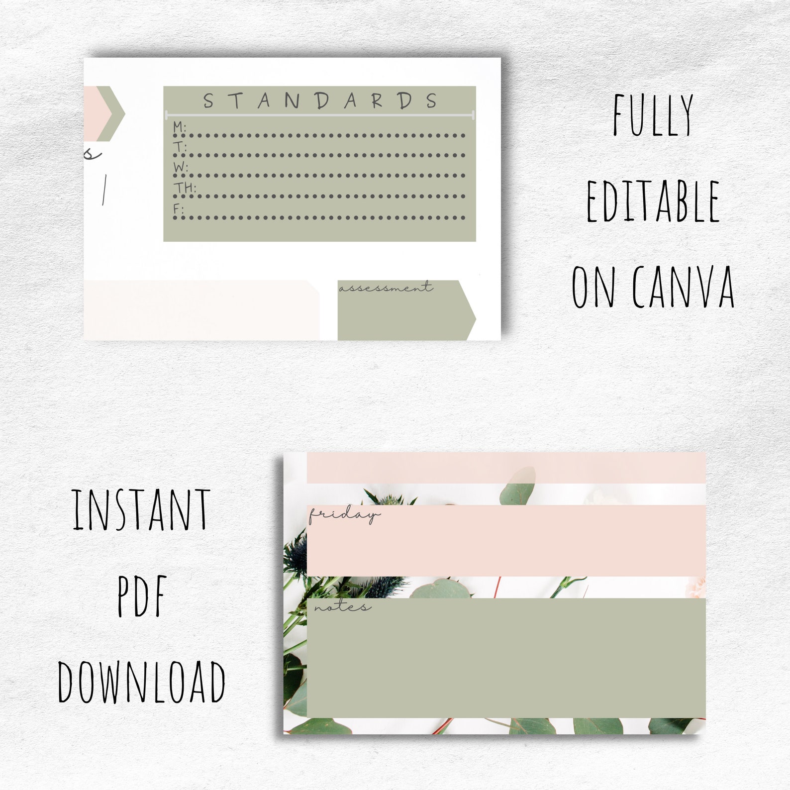 Editable And Printable Weekly Lesson Planner Canva Template Etsy