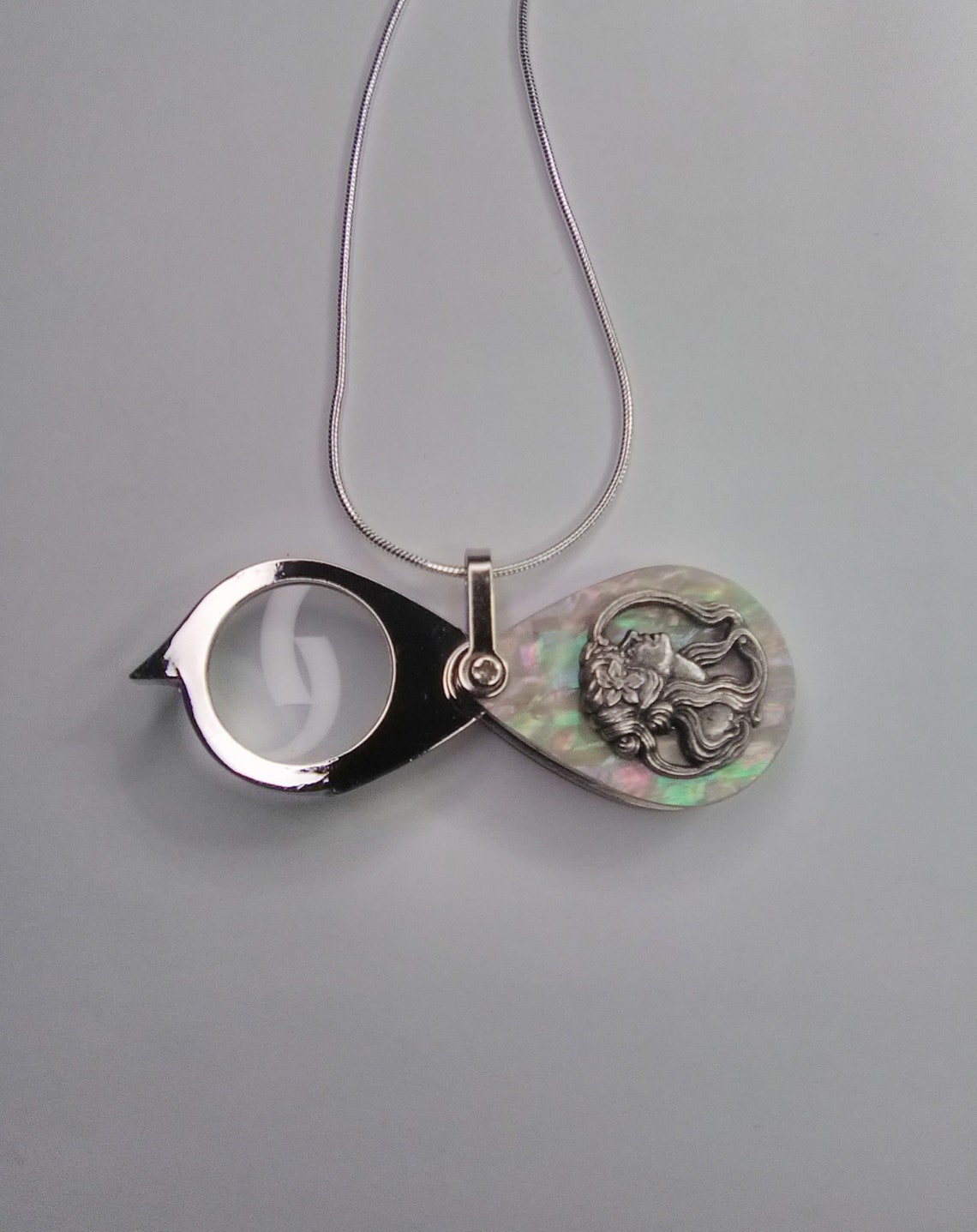 Magnifying Glass Victorian Art Nouveau Lady Face Mother of - Etsy