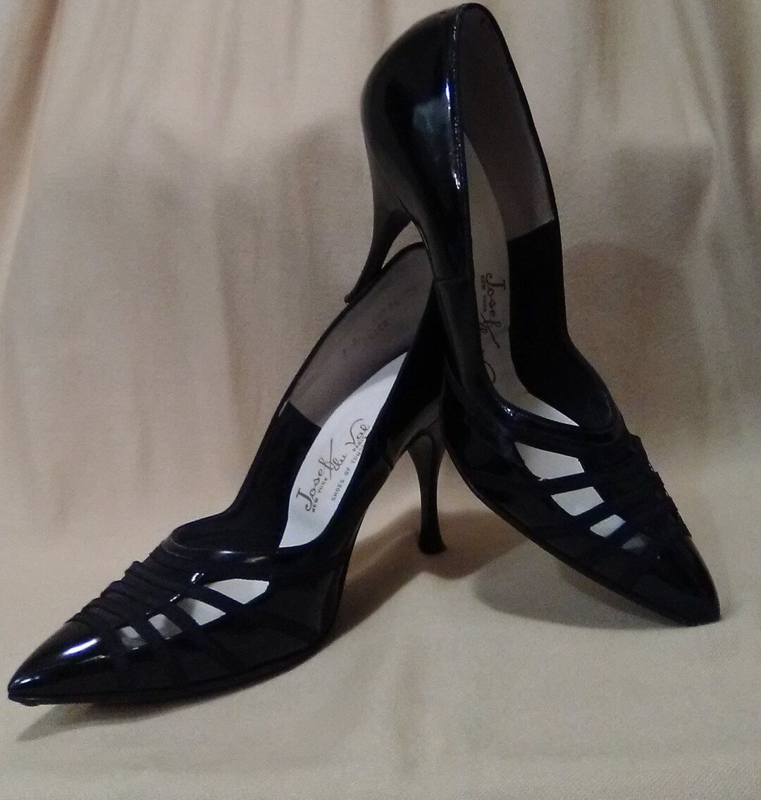 Vintage Antique Josef Du Val New York Black Patent Leather Kitten ...