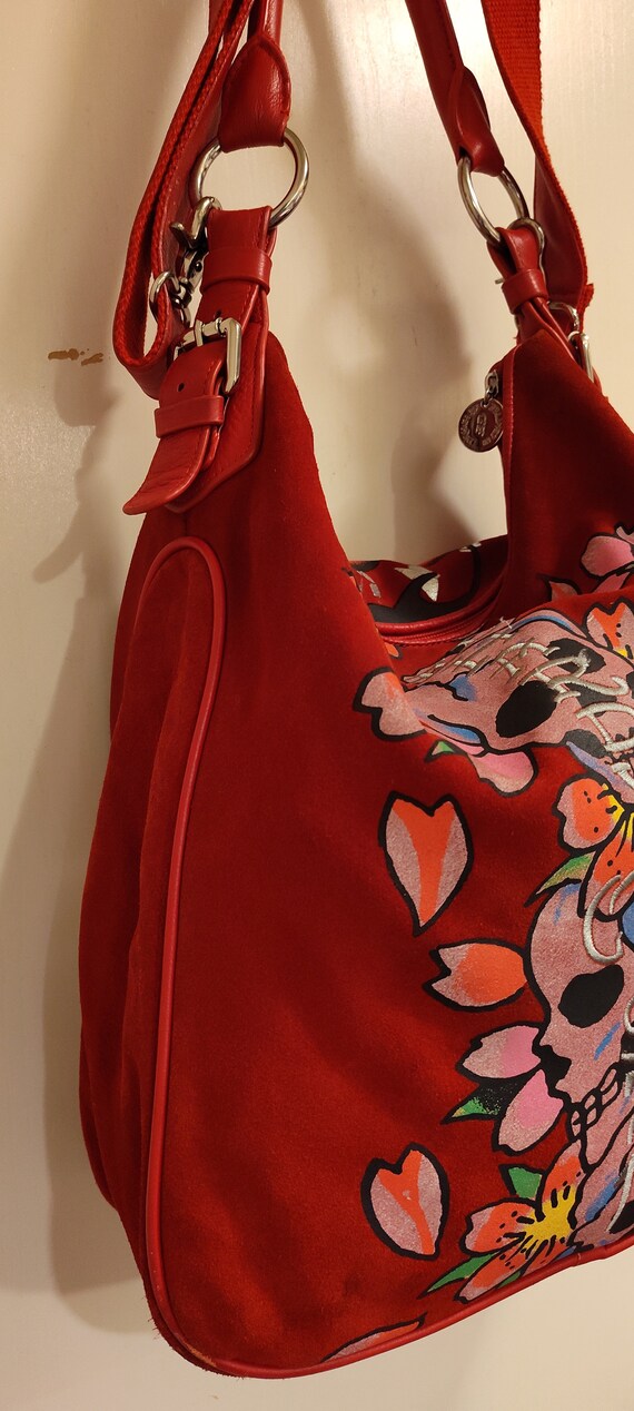 Ed Hardy Vintage Red Suede Leather Skull Graphics Sho… - Gem