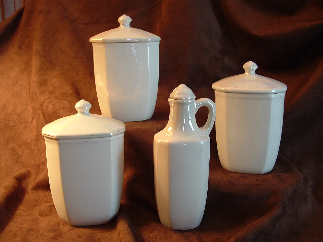 Lusterware Canister Set Czechoslovakia Oatmeal, Rice, Coffee, Vinegar ...