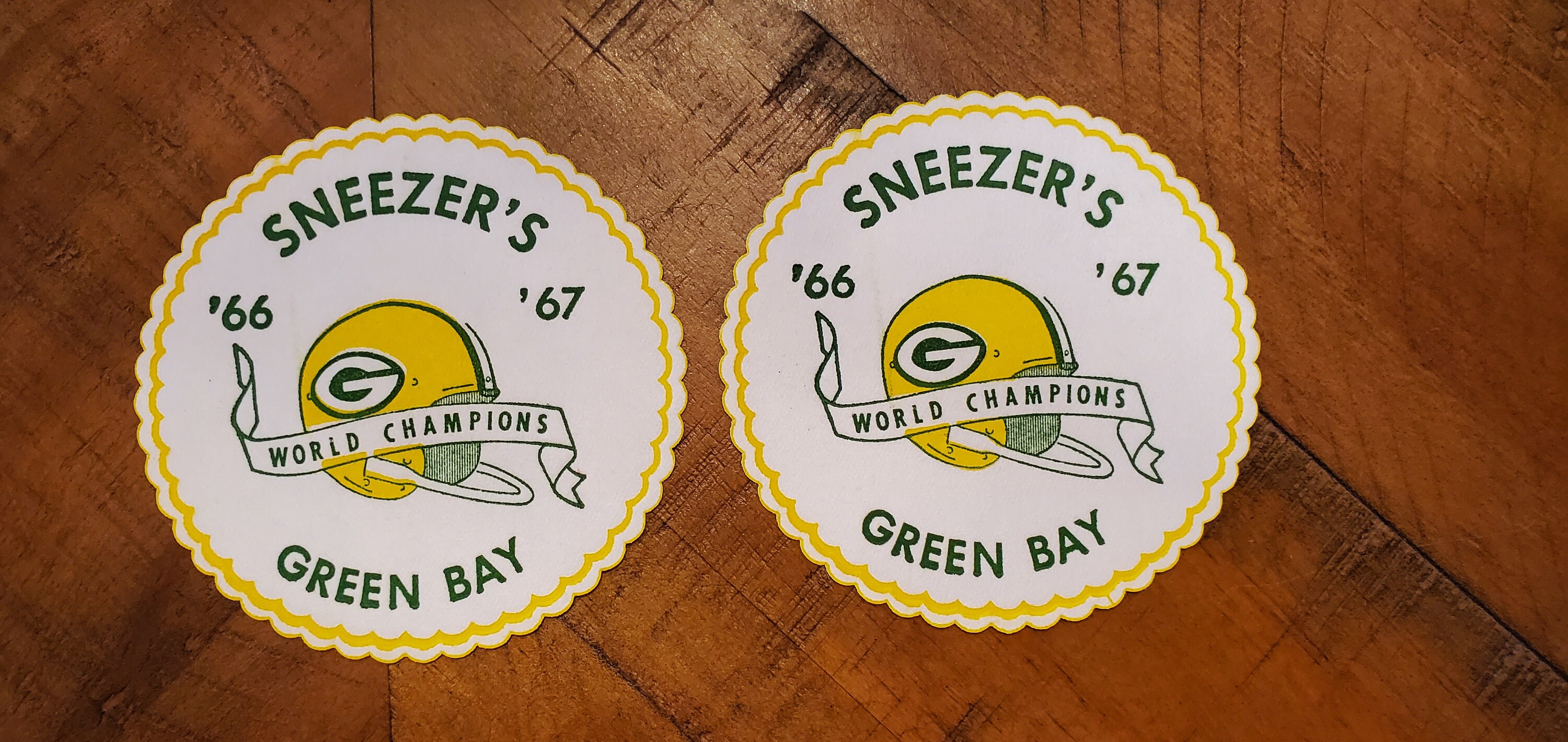 Green Bay Packers SNEEZER'S SNACK SHOP Drink Coasters - Etsy