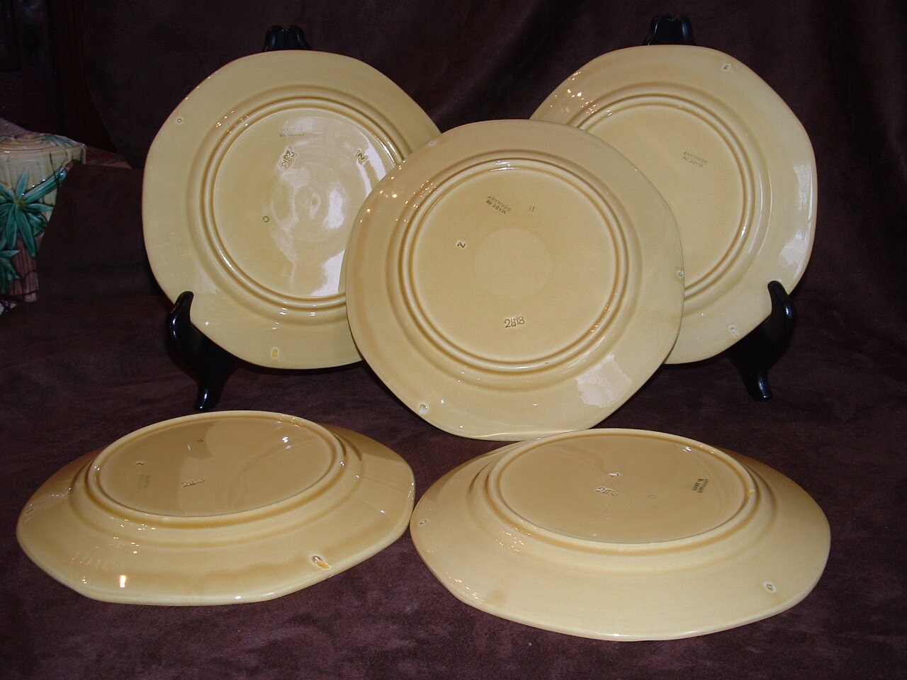 Yellow Basket Weave Majolica Plates Made in Germany by Zell Set of 5 ...