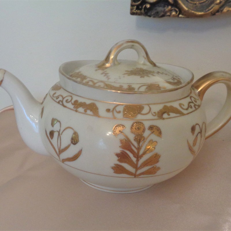 Gold Trim Teapot - Etsy