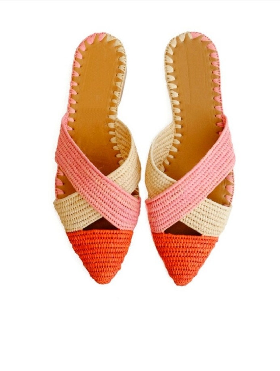 Moroccan Handmade Shoes Made of Natural Raffia, Wicker Sandales Woven ...