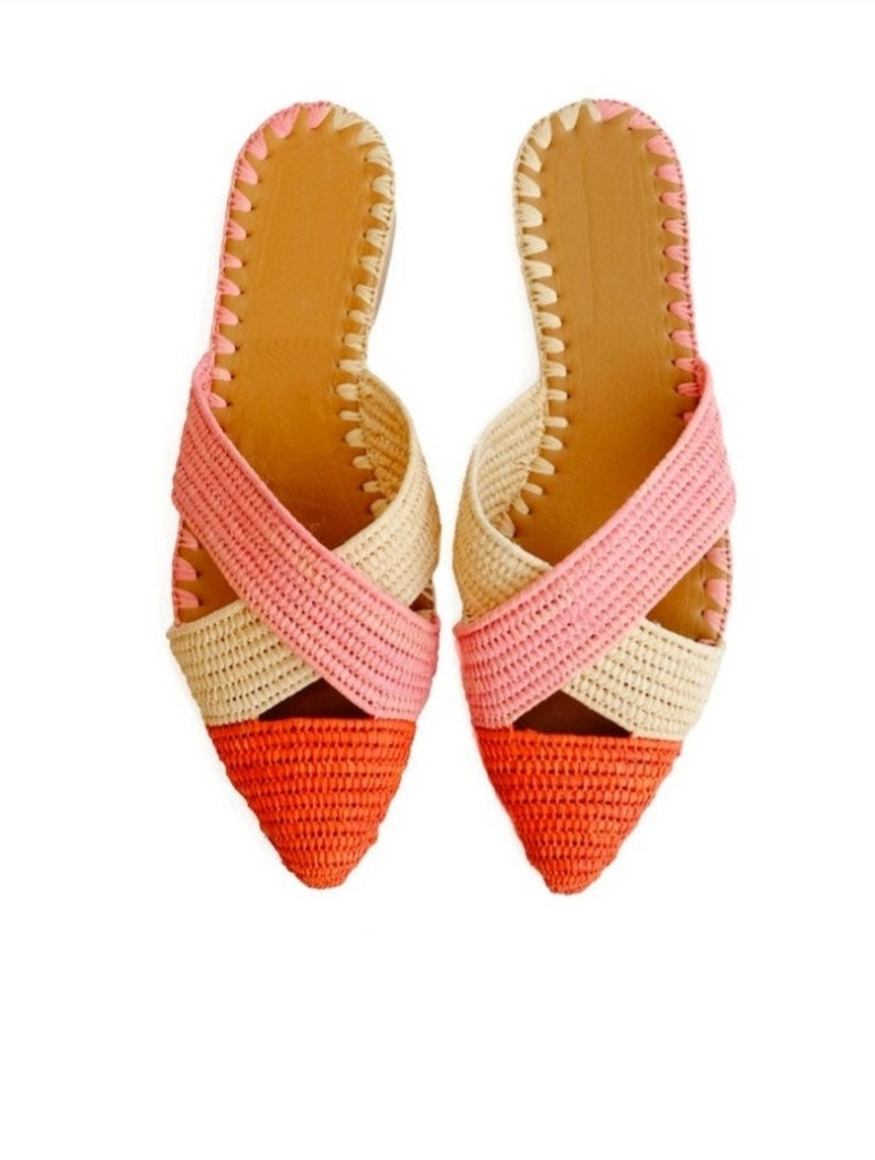 Moroccan Handmade Shoes Made of Natural Raffia, Wicker Sandales Woven ...