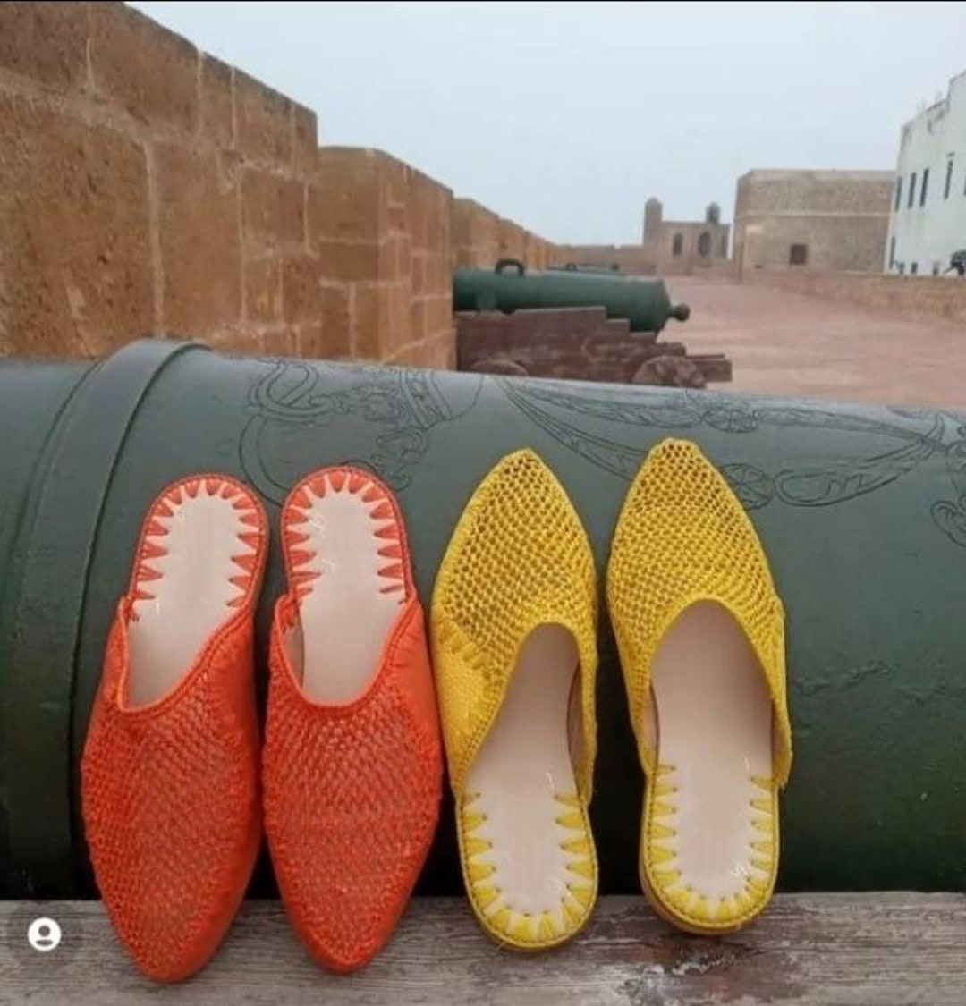 Moroccan Handmade Shoes Made of Natural Raffia and Soles Real - Etsy