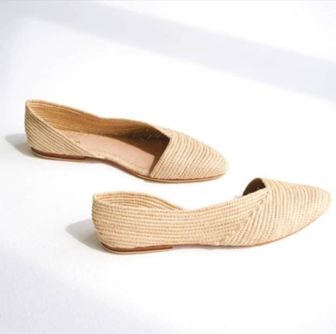 Moroccan Handmade Shoes Made of Natural Raffia and Soles Real - Etsy