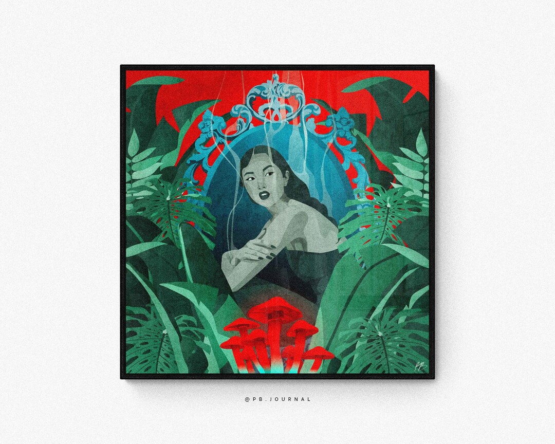 Escapism Art, Asian Woman Illustration, Mushroom Magic, Ukiyoe-inspired ...