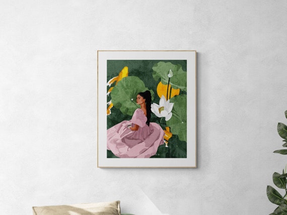 Bloom With Grace Art Print Woman Illustration Nature Art - Etsy