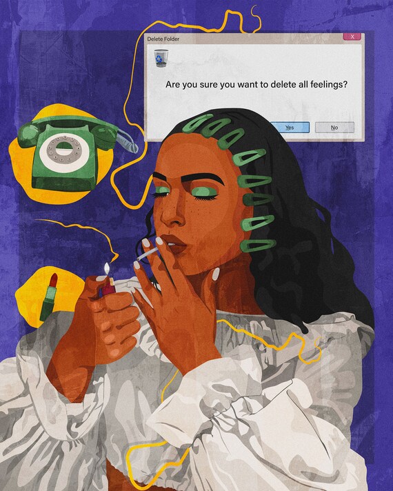 Overwhelming Feelings Art Print Woman Illustration Retro | Etsy