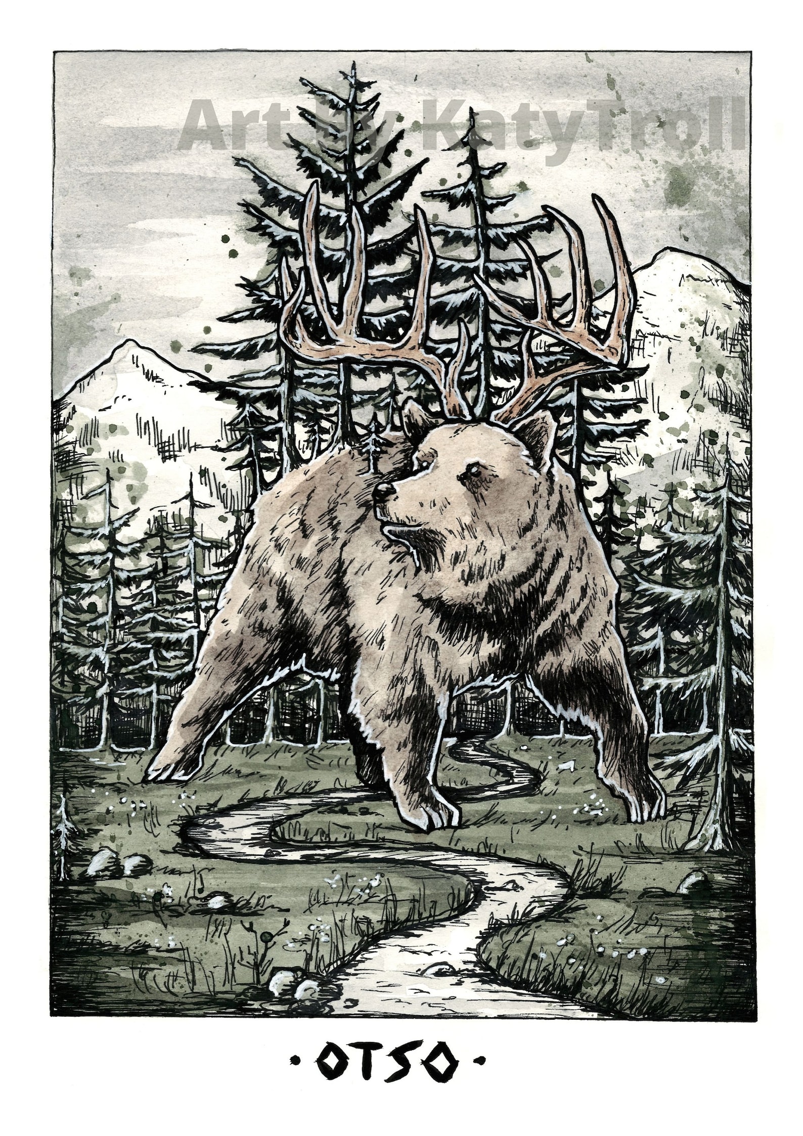 Digital Download Print - Otso, Finnish Folklore, Mythology Creature ...