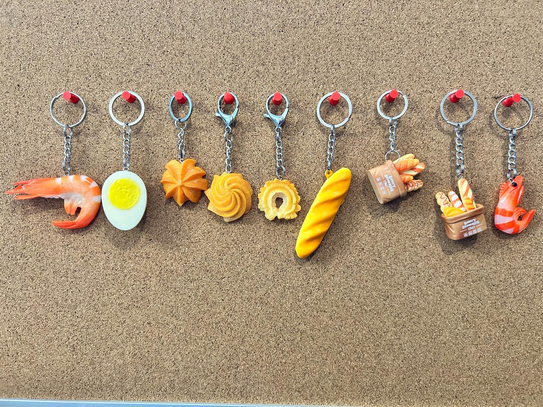 Food Keyring | Simulation Food | Shrimp | Baguette | Biscuits | Egg ...