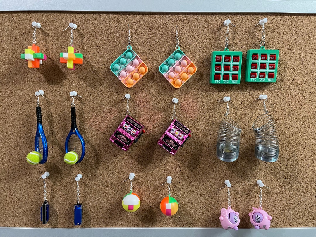 Functioning Toy Earrings | Fidgets | Tennis | Tic Tac Toe | Harmonica ...