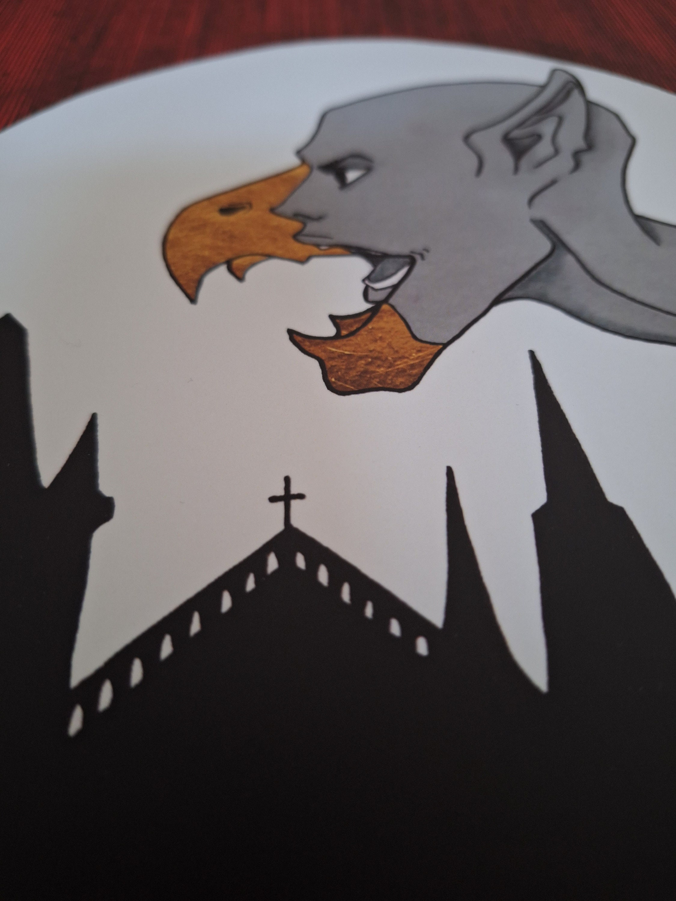 A4 Poster GARGOYLE Gothic Architecture Anime Style Full Moon Macabre ...