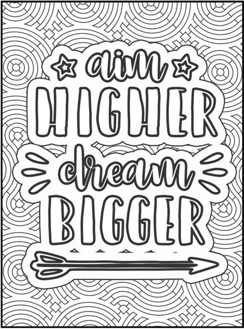12 Page Adult Motivational Coloring Book - Printable - Etsy